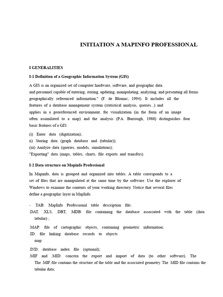 Initiation To Mapinfo Professional | PDF | Geographic Information ...