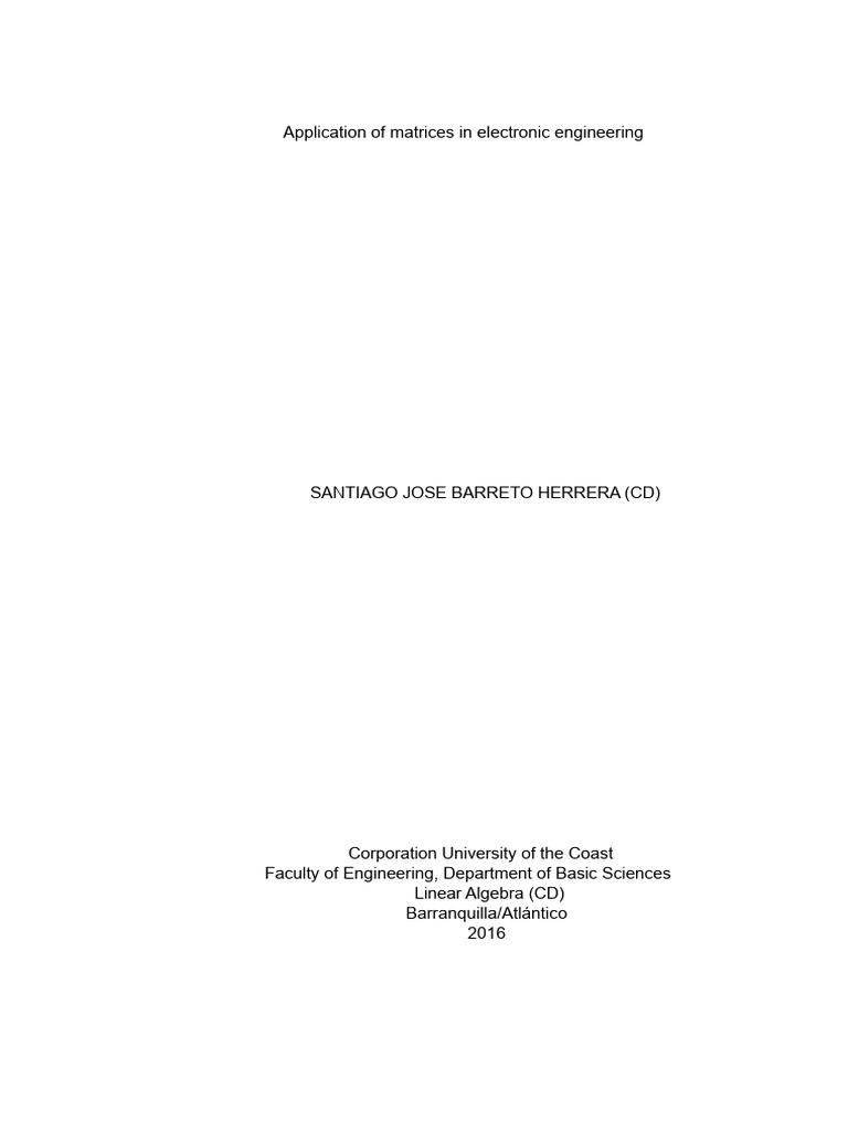 Application of Matrices in Electronic Engineering | PDF | Matrix ...