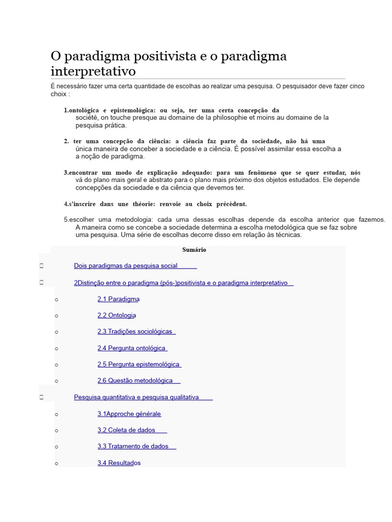 O Paradigma Positivista E O Paradigma Interpretativo | PDF | Sociologia ...