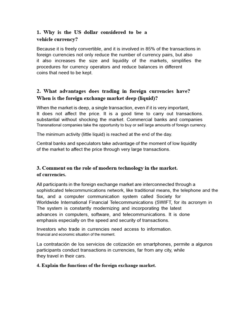 CHAPTER 5 - Foreign Exchange Market - Questions | PDF | Exchange Rate ...