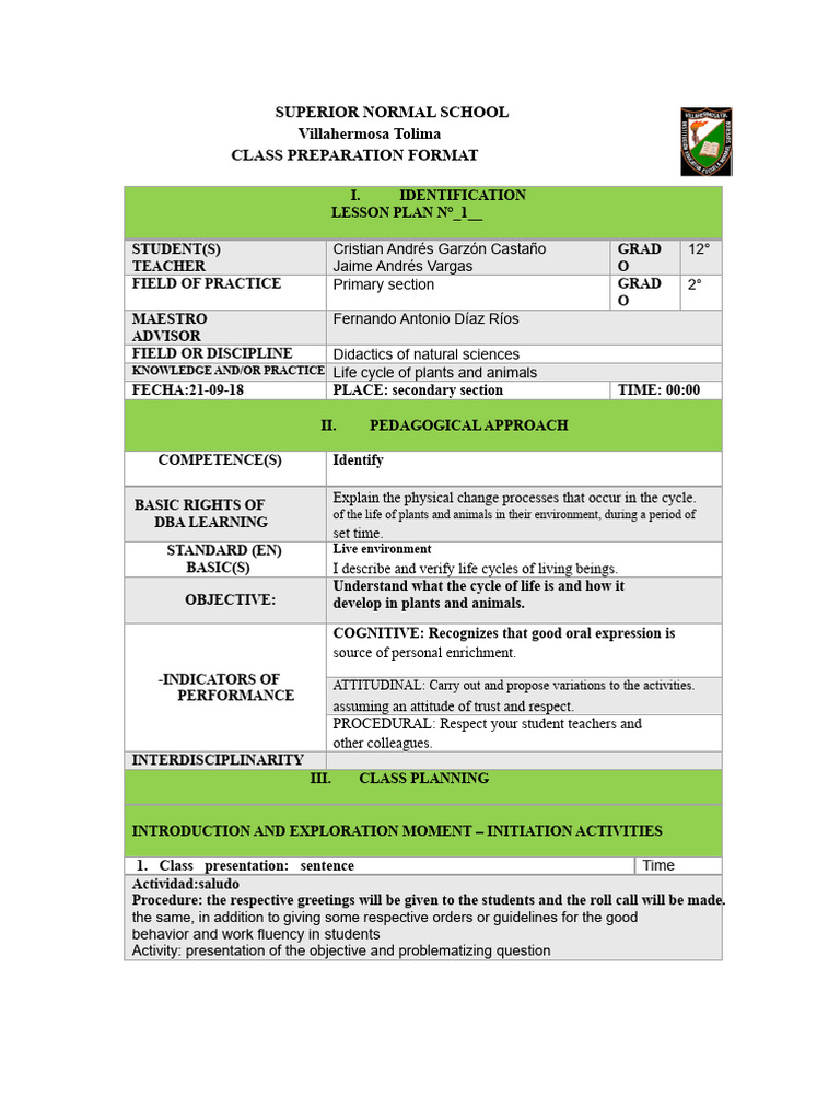 Lesson Plan: Life Cycle of Plants & Animals | PDF | Cognition ...