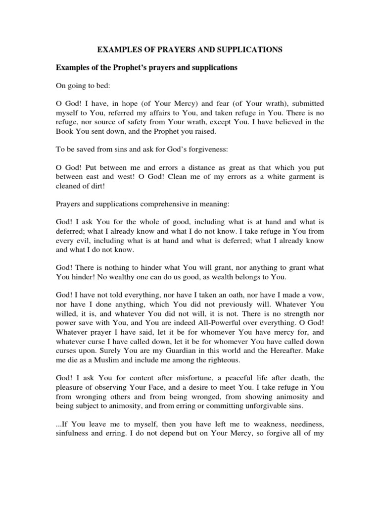 Examples of Prayers and Supplications | Sahabah | Quran | Free 30-day ...