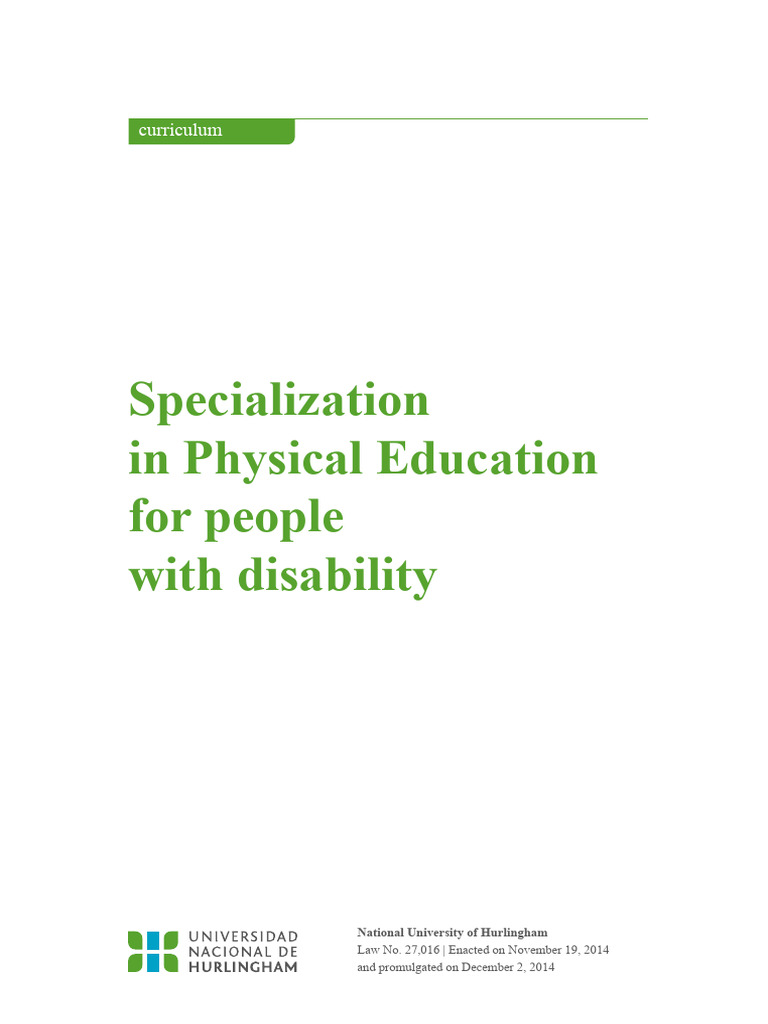 Specialization Plan in Physical Education For People With Disabilities ...