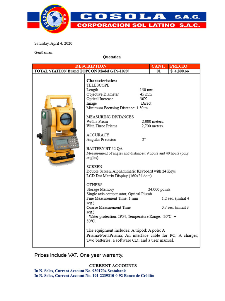 TOPCON GTS-102N Station | PDF