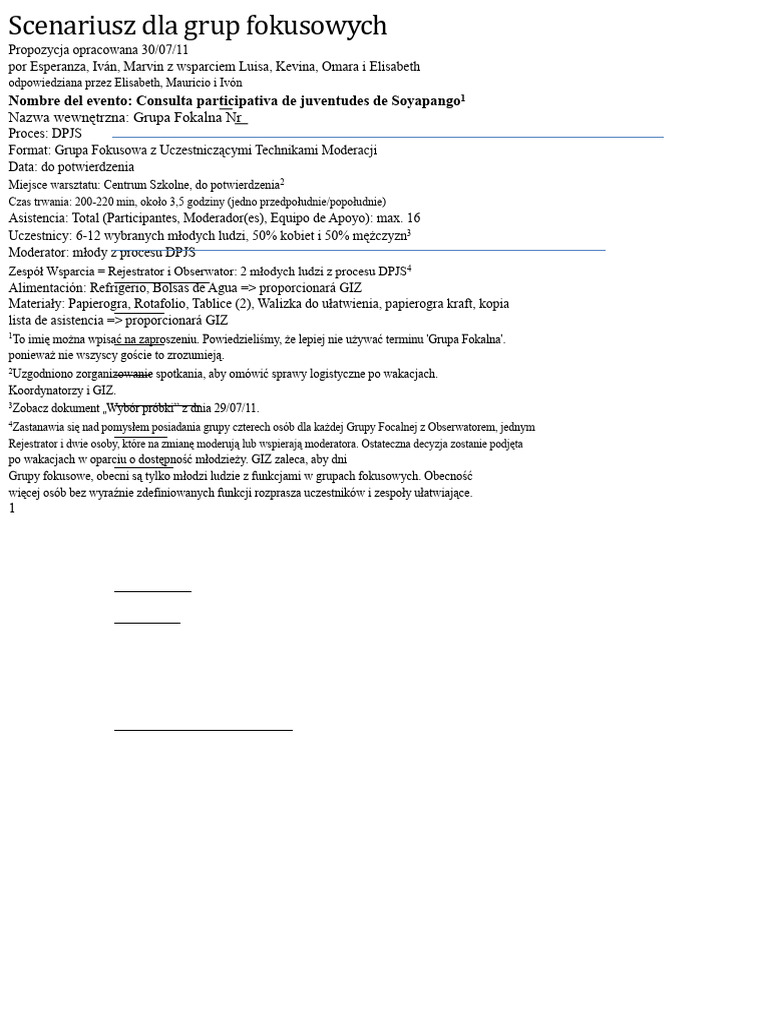 Scenariusz Dla Grup Fokusowych - 30 7 11 | PDF