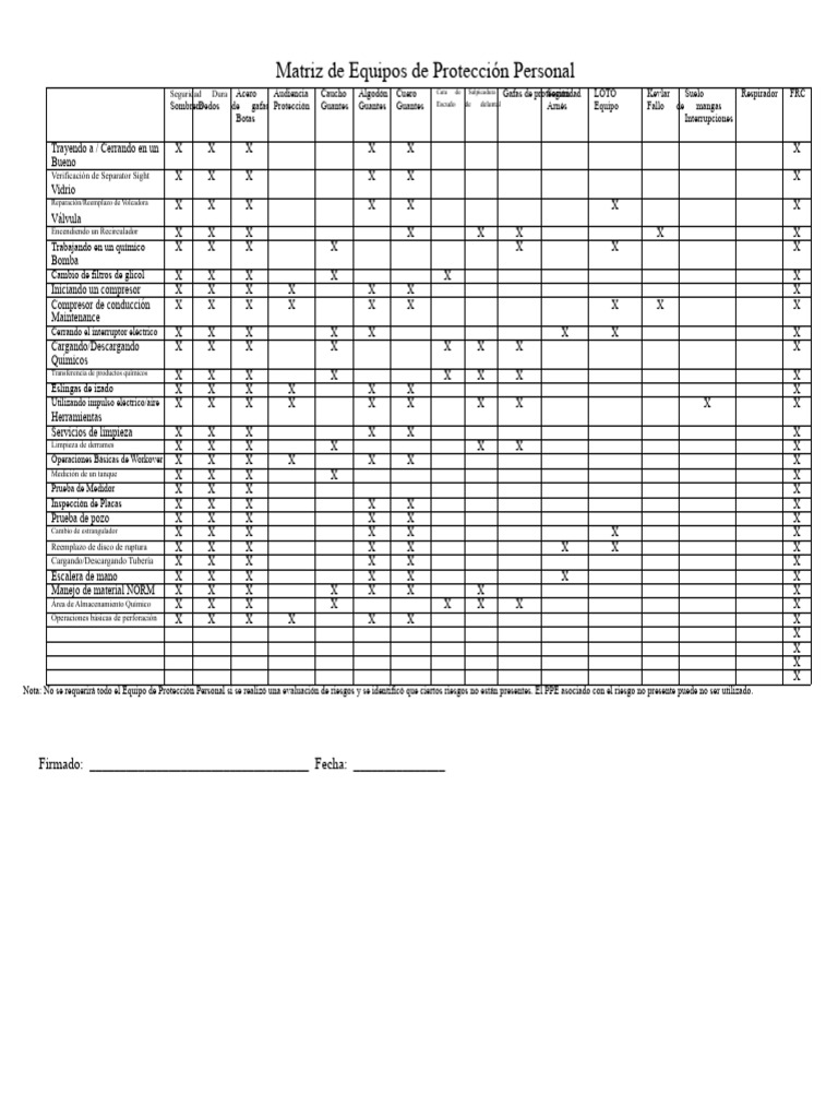 Matriz de EPP | PDF | Guante