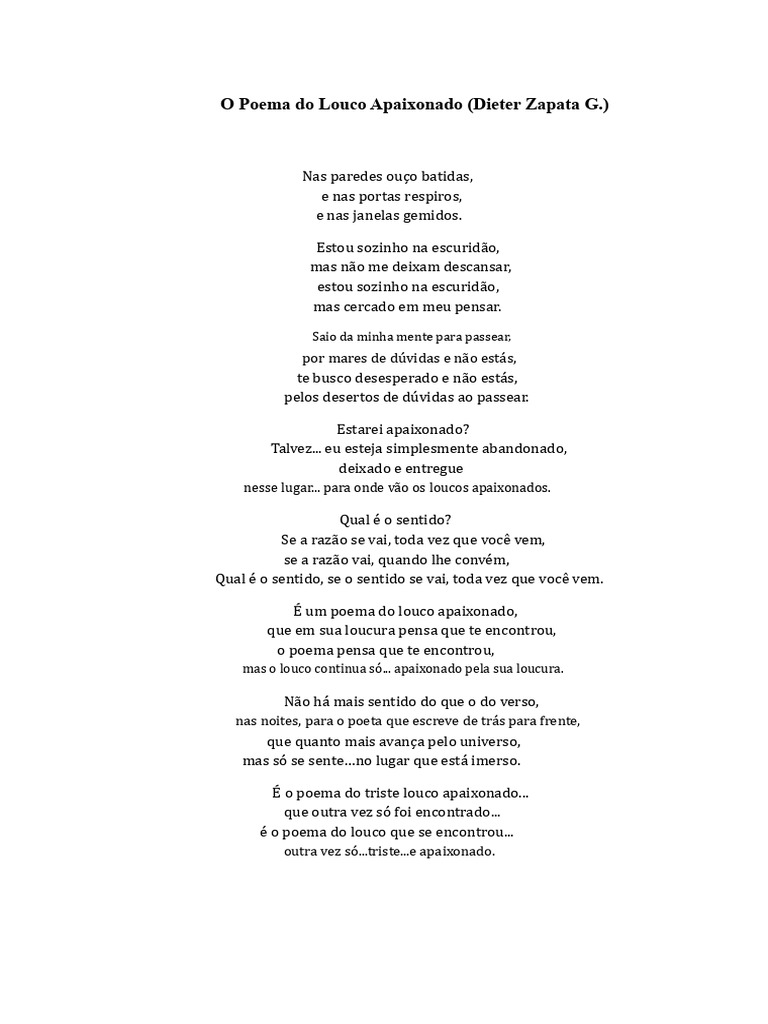 O Poema do Louco Apaixonado | PDF