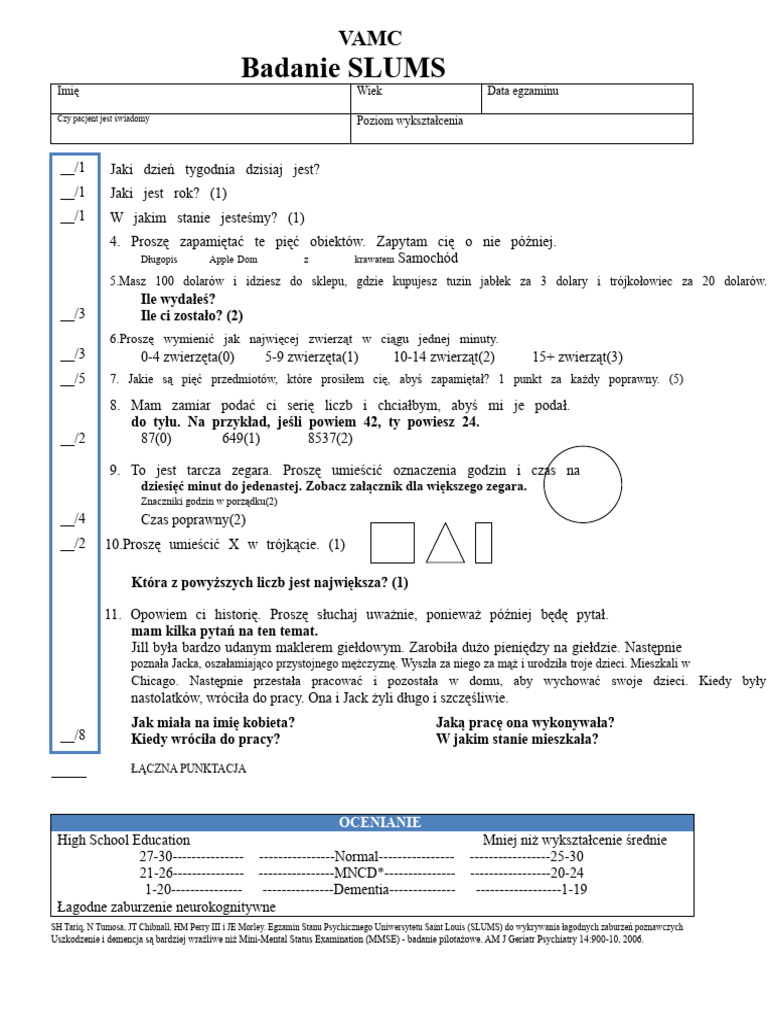 Badanie SLUMS w VAMC | PDF