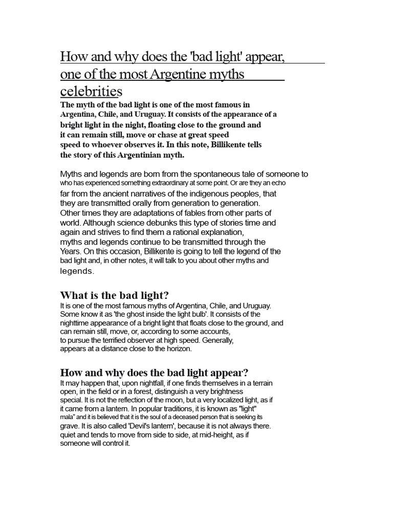 Bad Light | PDF | Oral Tradition | Folklore