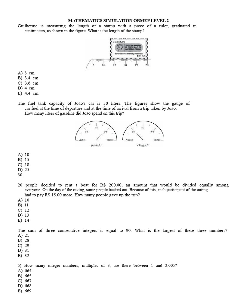 Mathematics Simulation OBMEP Level 2 | PDF | Number Theory | Mathematics