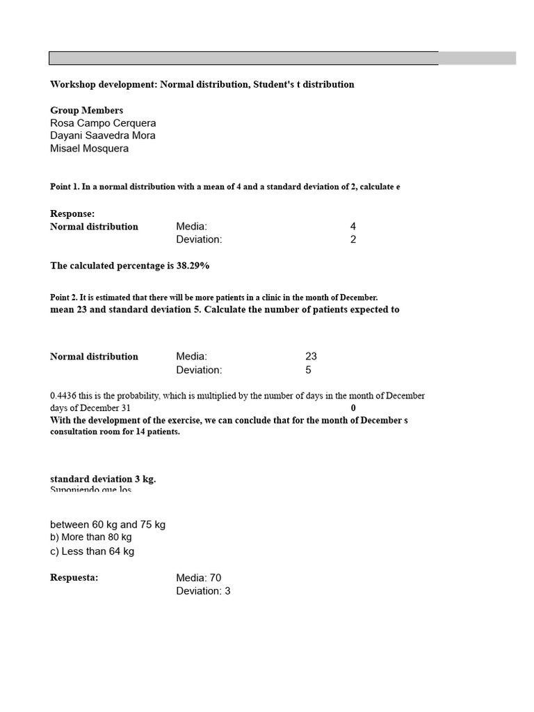 Workshop - Axis 2 - Normal Distribution, Student's T-Distribution and ...