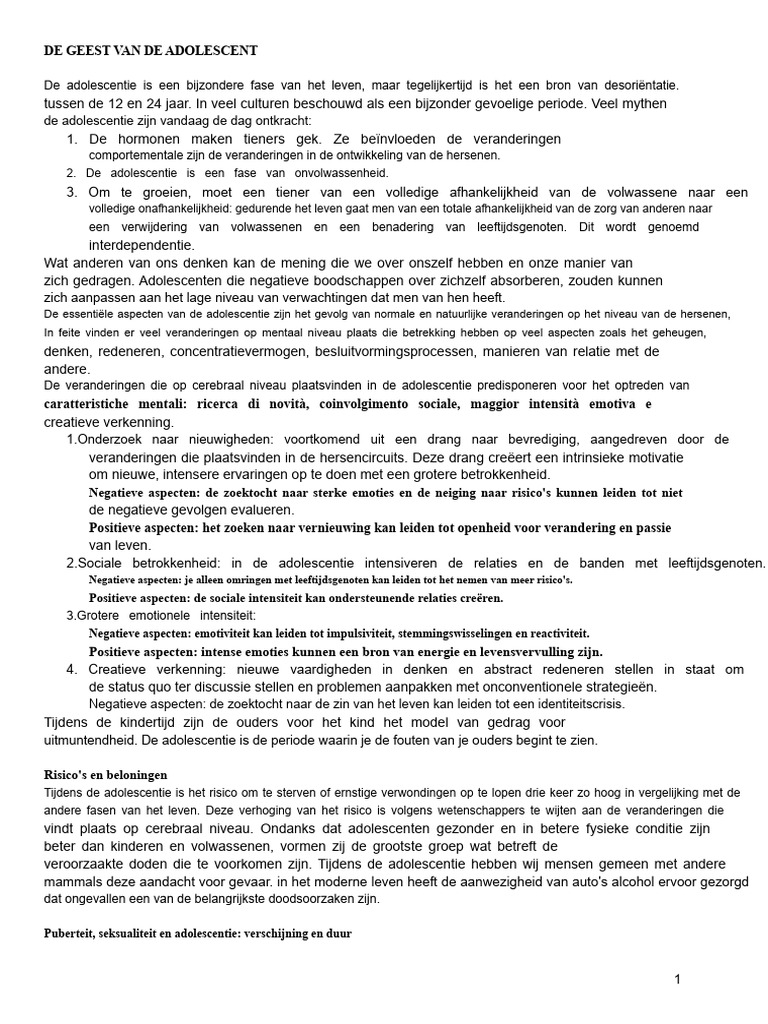 Daniel J Siegel - De geest van de adolescent | PDF