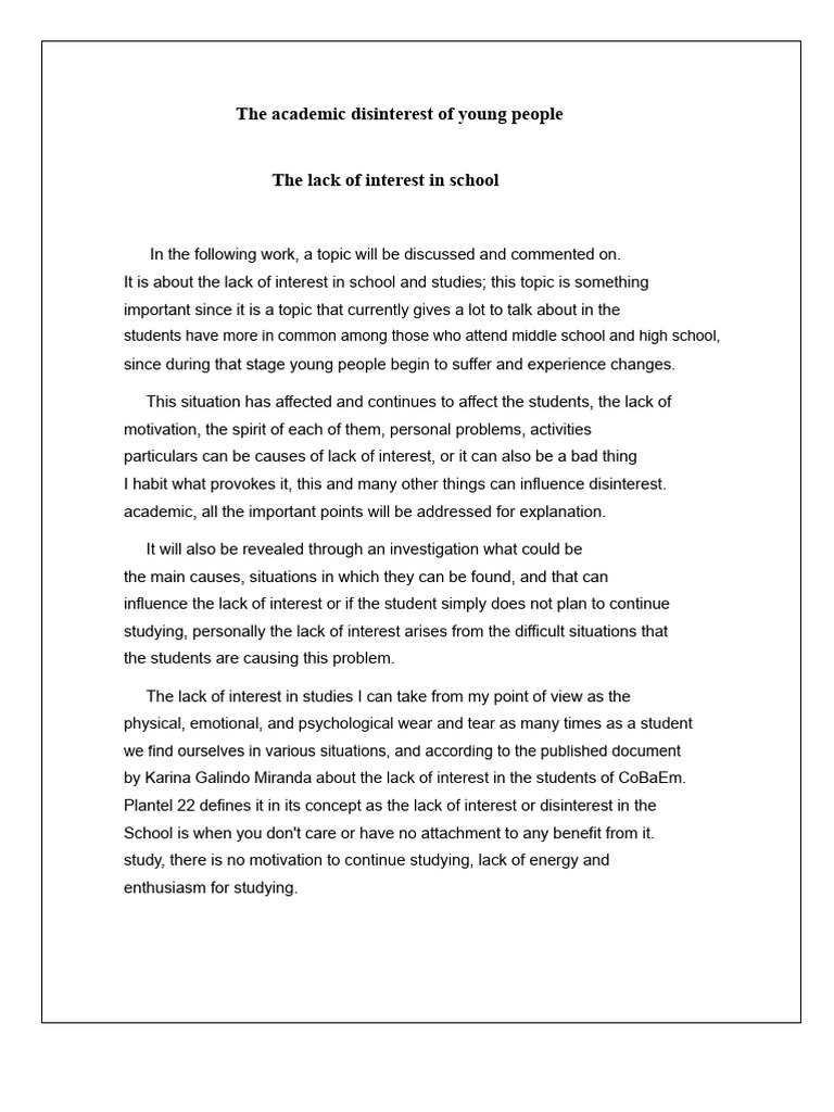Causes of Young Students' Disinterest | PDF | Motivation | Motivational