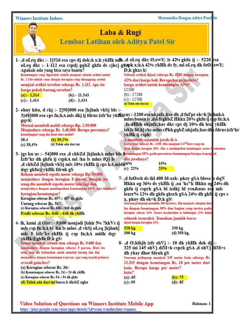 Lembar latihan Laba dan Rugi | PDF