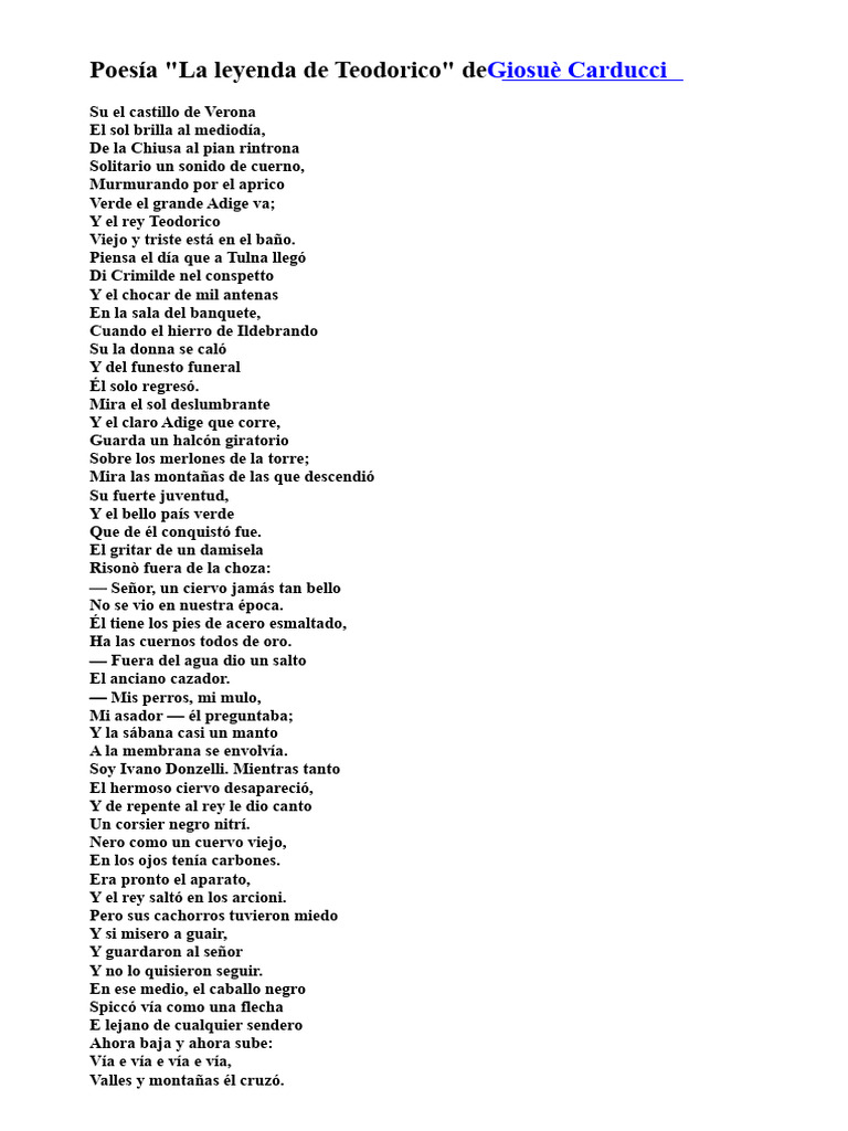 La Leyenda de Teodorico de Giosuè Carducci | PDF