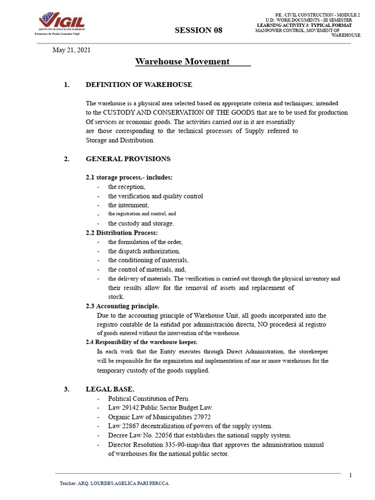 1 SESSION 8-WAREHOUSE MOVEMENTS (1) | PDF | Warehouse | Inventory