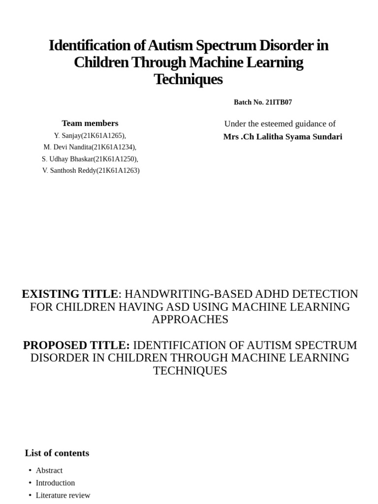 Identification of Autism Spectrum Disorder in Children Through Machine ...