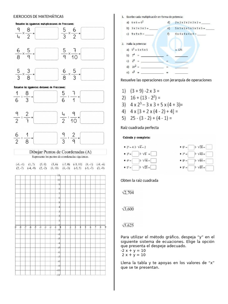 Ejercicios de Matemáticas | PDF