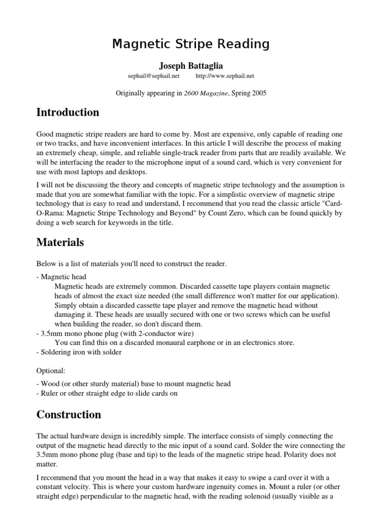 593 Paper Magnetic Stripe Technology | PDF | Home & Garden | Computers