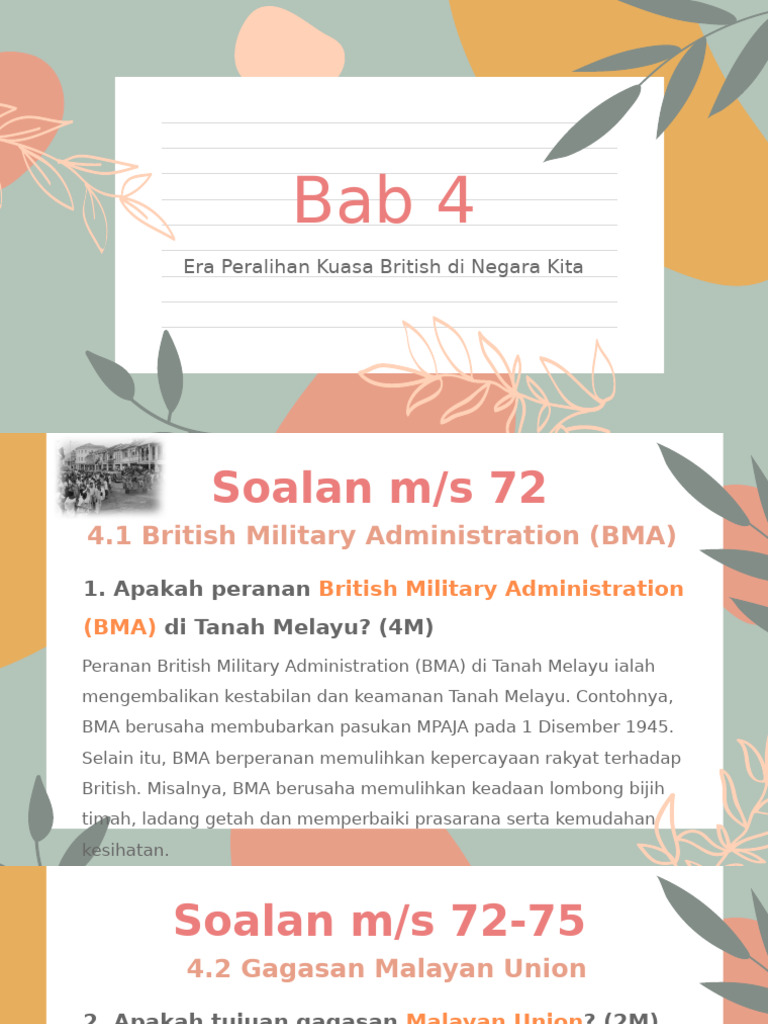 Bab 4 - Era Peralihan Kuasa British Di Negara Kita | PDF