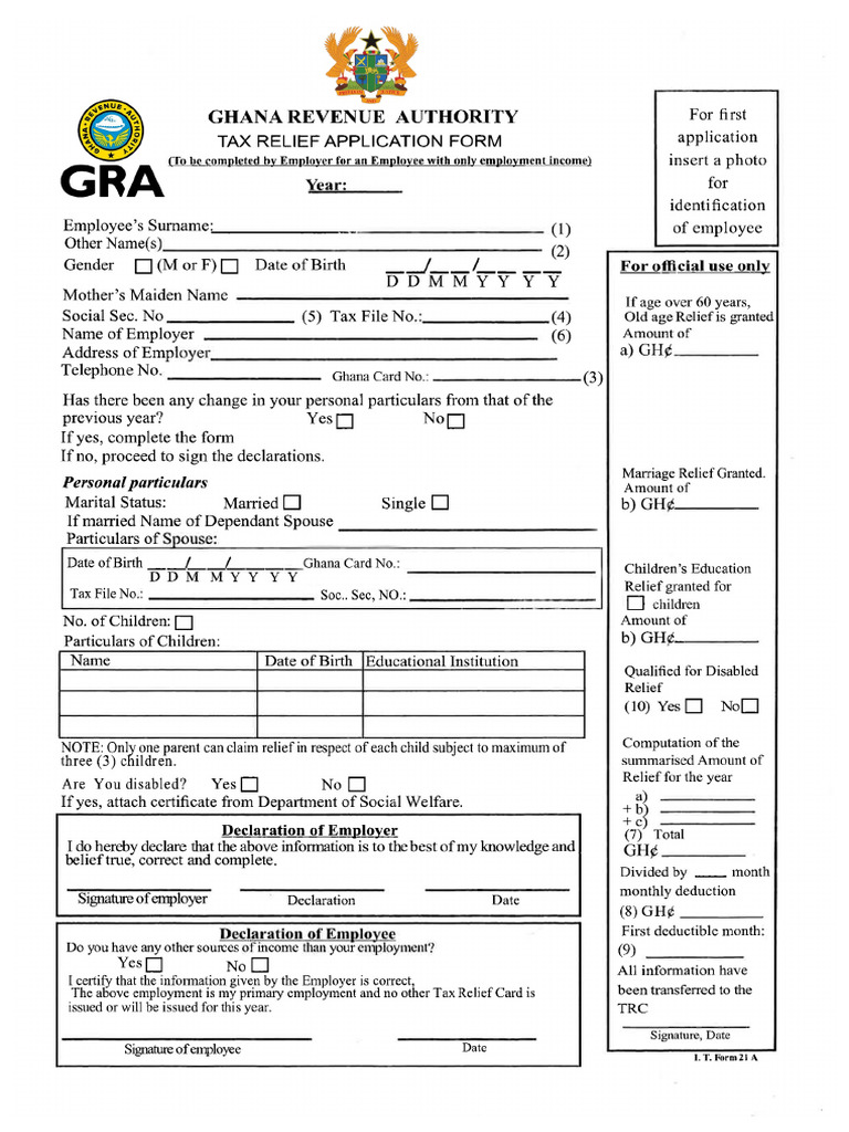 Tax Relief Form - New 2022 | PDF
