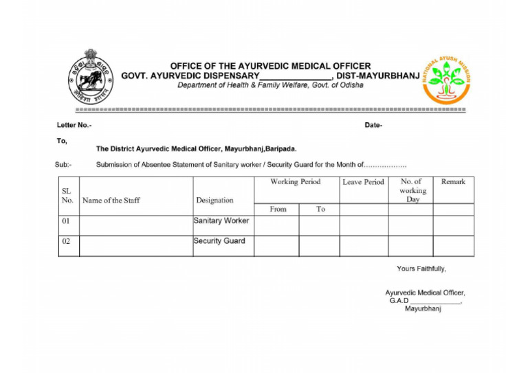 Sanitary Worker Absentee Format | PDF