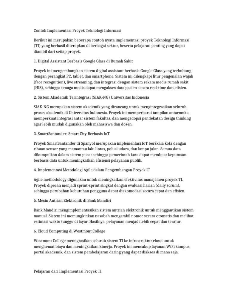 Contoh Implementasi Proyek TI | PDF