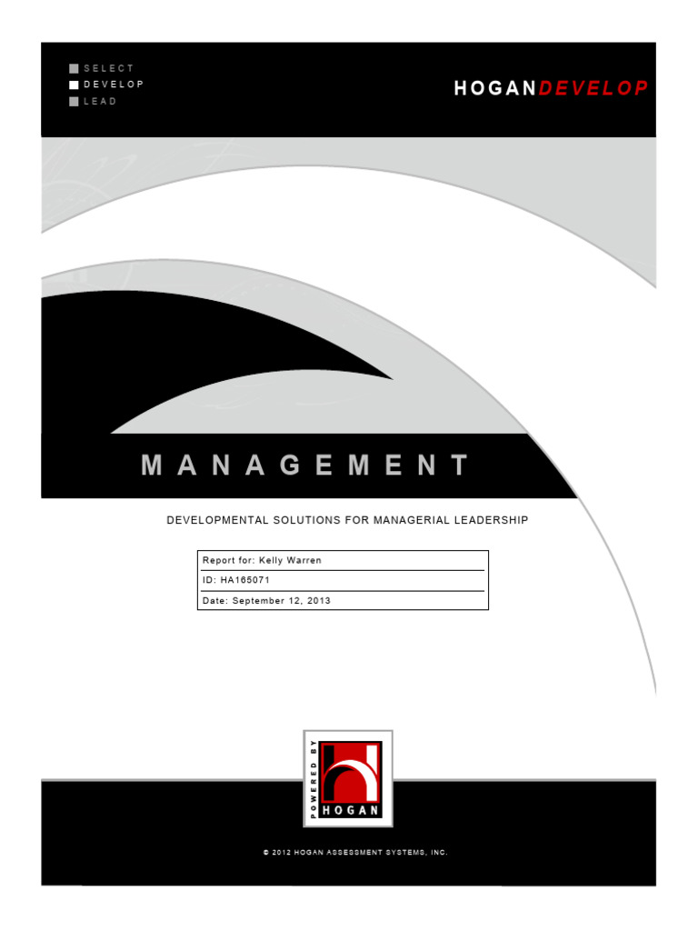 HoganDevelop Management HPI | PDF | Leadership | Psychological Concepts