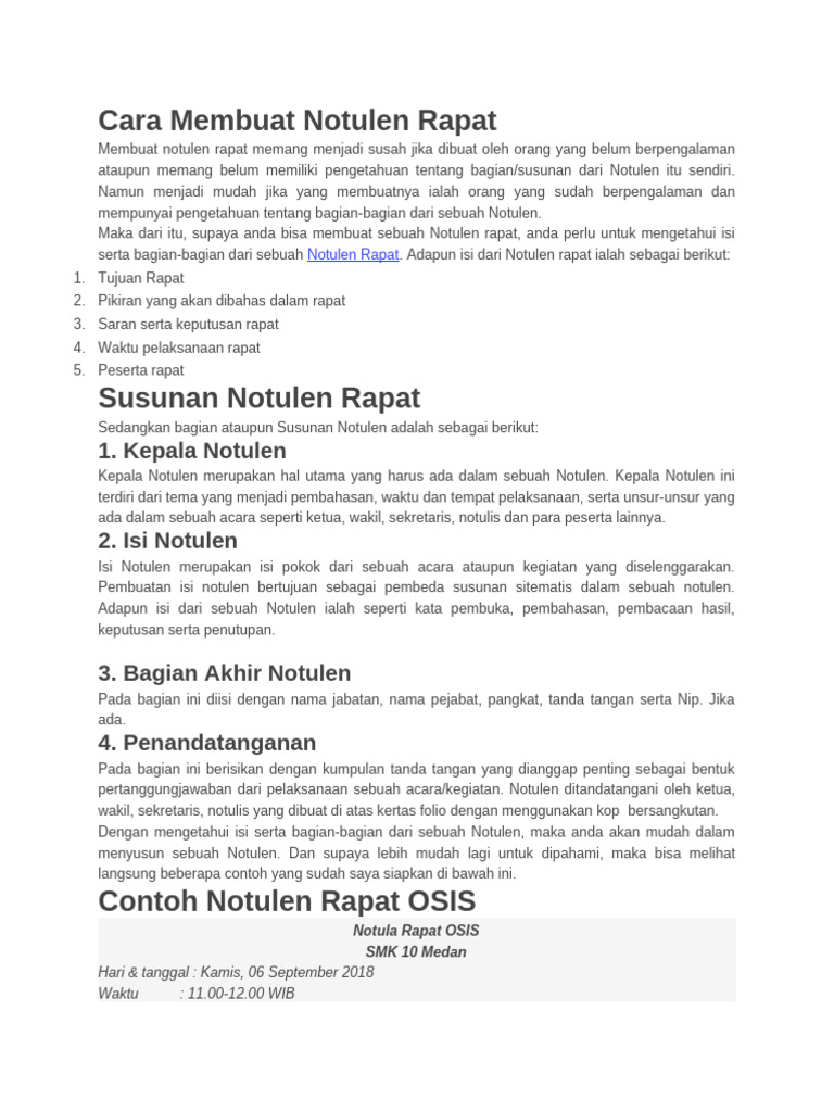 Cara Membuat Notulen Rapat | PDF