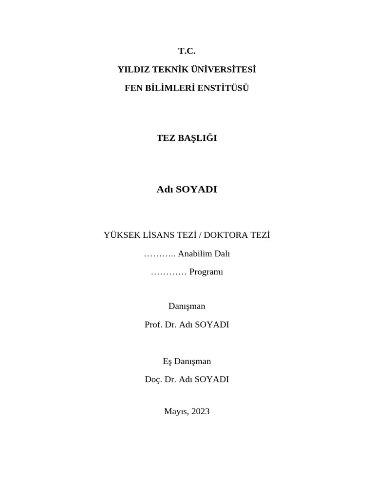 YTU Tez Sablon Word TR 24-02-2025 | PDF
