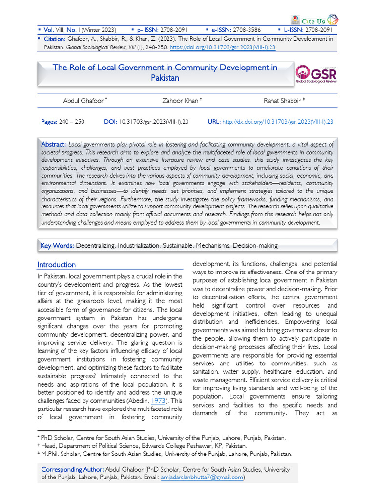 Local Government and Community Development | PDF | Governance ...