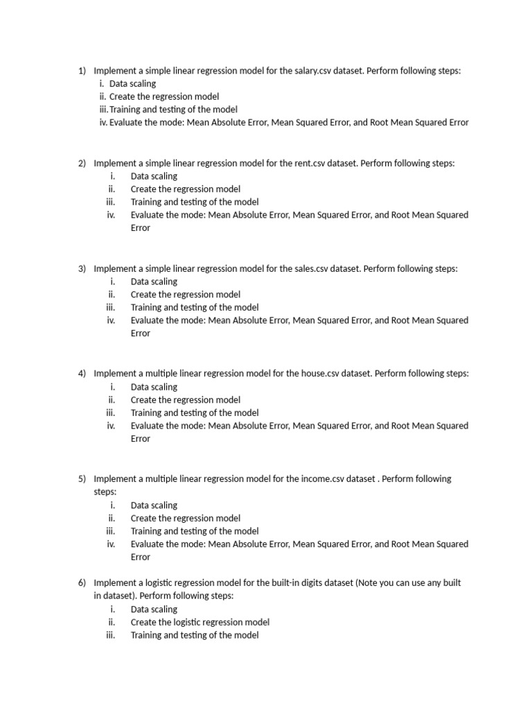 ML Practical List | PDF | Linear Regression | Cross Validation (Statistics)