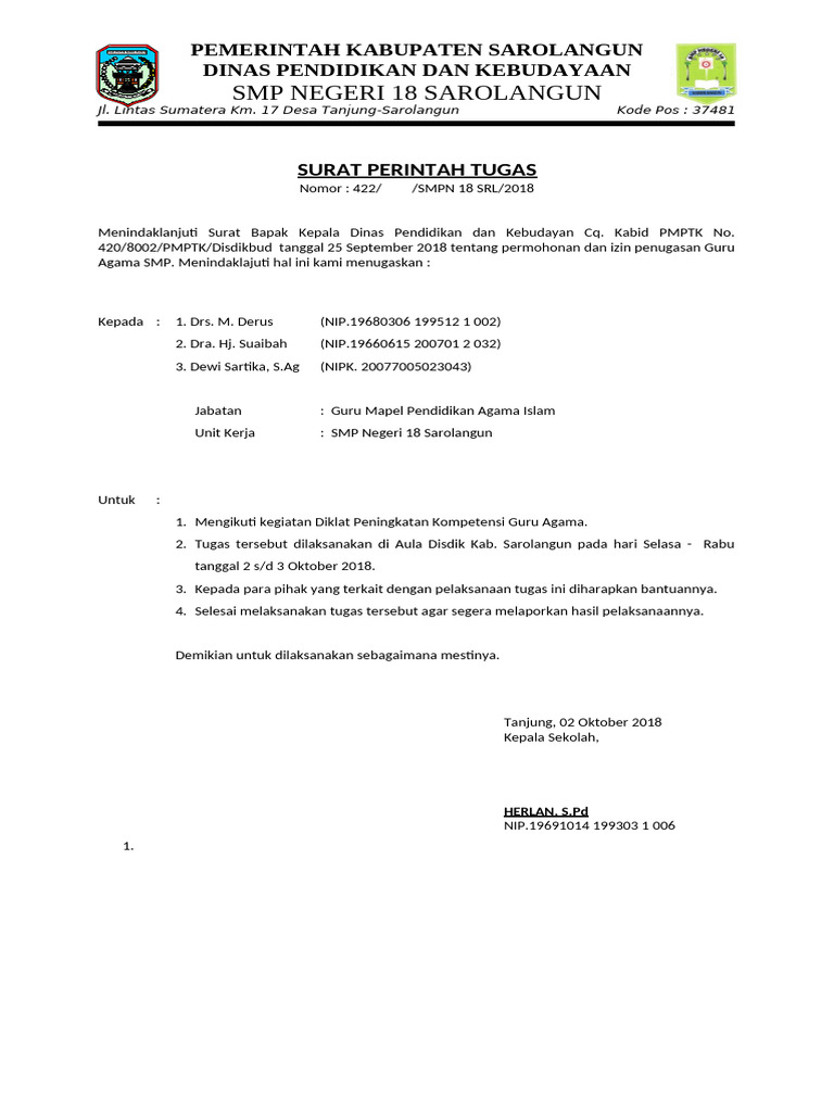 Surat Perintah Tugas Terbaru | PDF