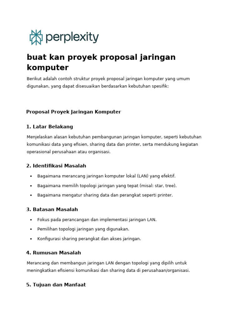 Buat Kan Proyek Proposal Jaringan Komputer | PDF