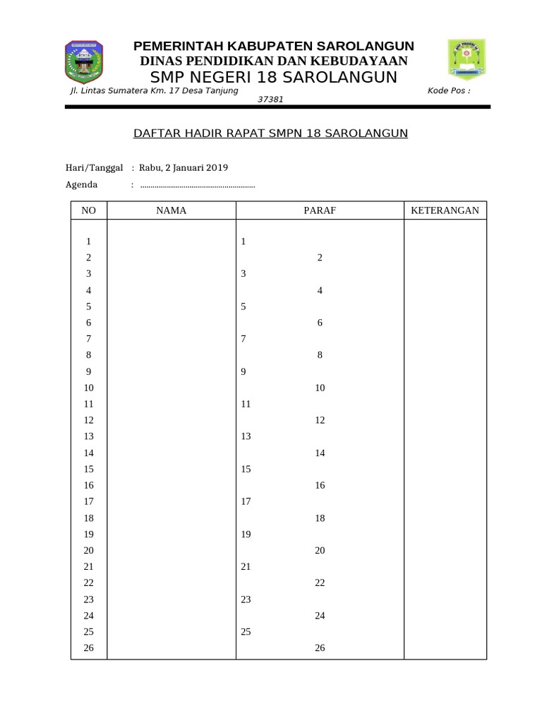 ABSEN RAPAT2 | PDF