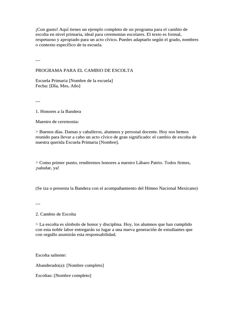 Programa de Cambio de Escolta Escolar | PDF