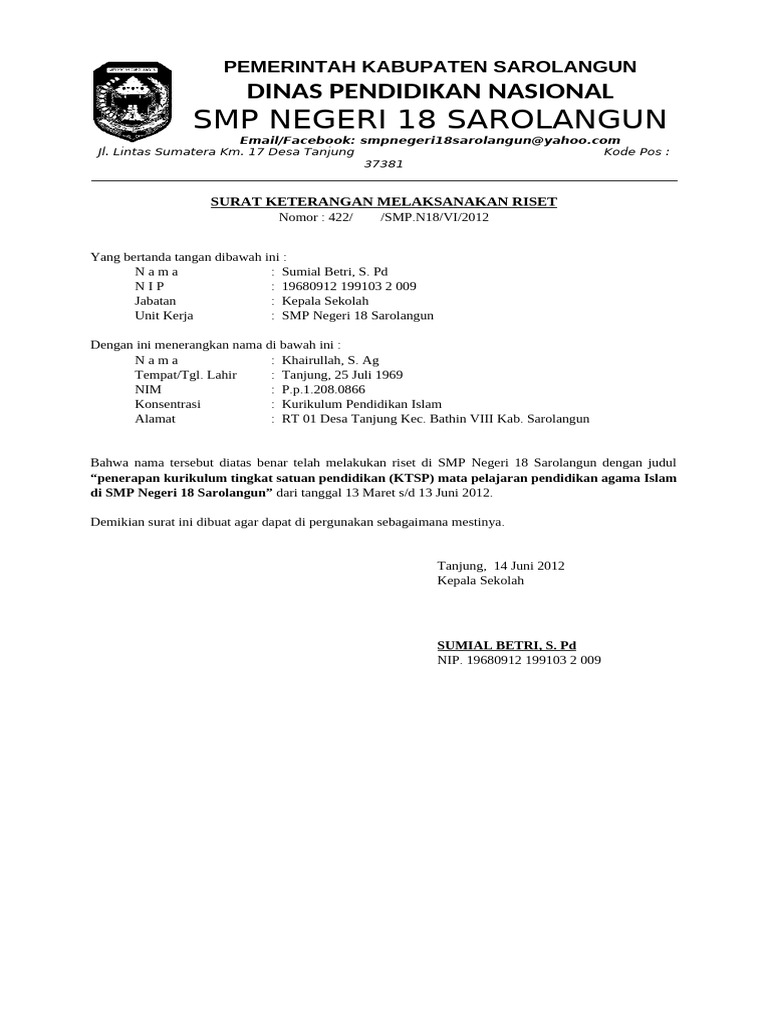 Surat Riset | PDF