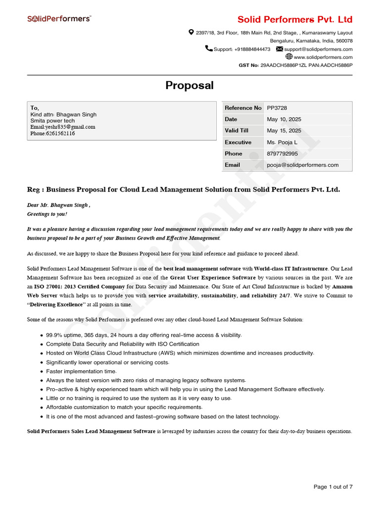 Cloud Lead Management Proposal | PDF | Cloud Computing | Software