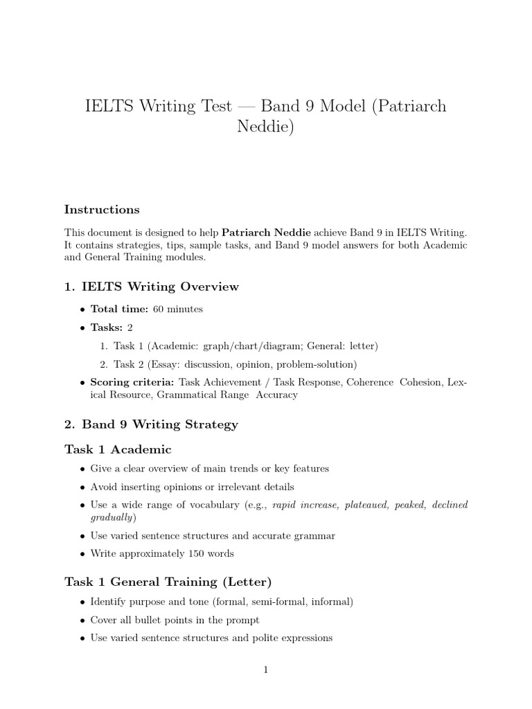 Achieving Band 9 in IELTS Writing | PDF | International English ...