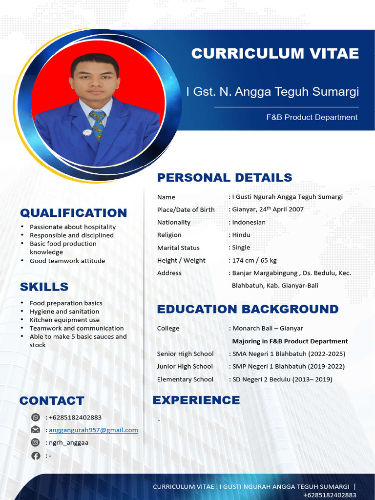 CV - I Gusti Ngurah Angga Teguh Sumargi | PDF