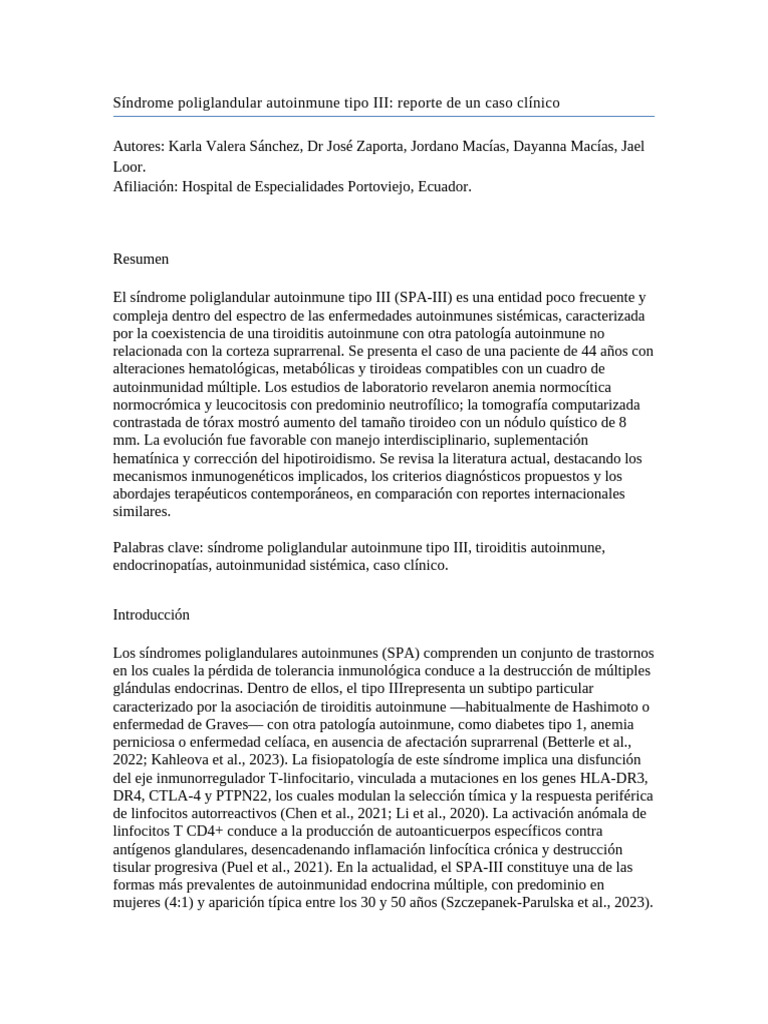 Caso clínico de síndrome autoinmune III | PDF | Tiroides | Medicina