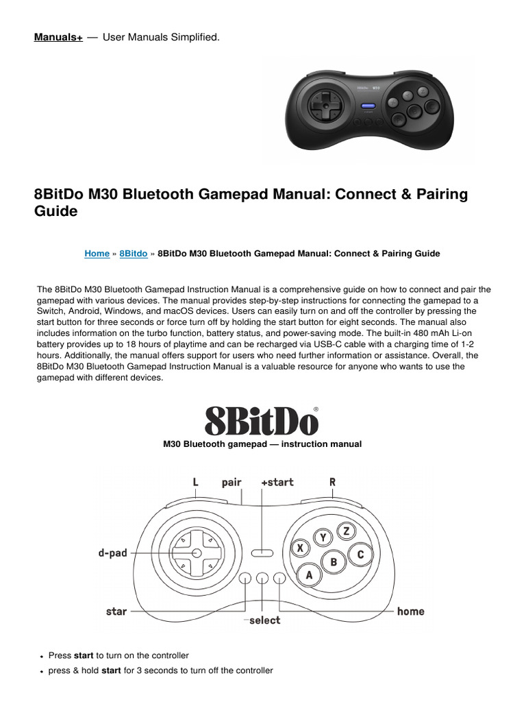 m30-bluetooth-gamepad-manual | PDF | Bluetooth | Usb