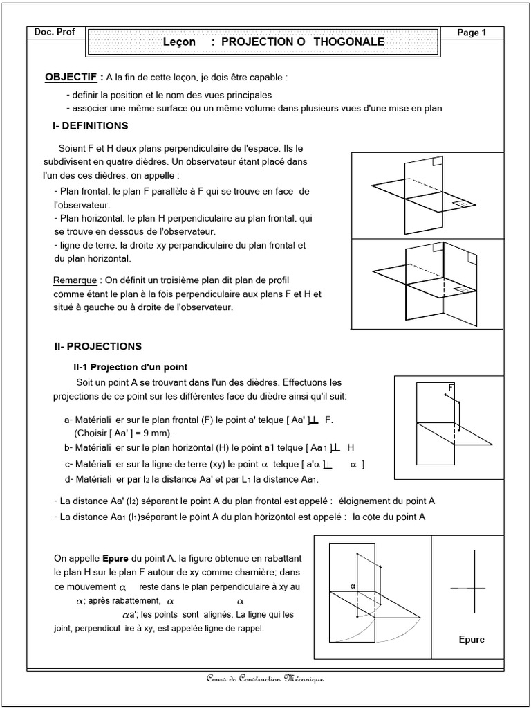 Projection orthogonale des solides | PDF | Système de référence en ...
