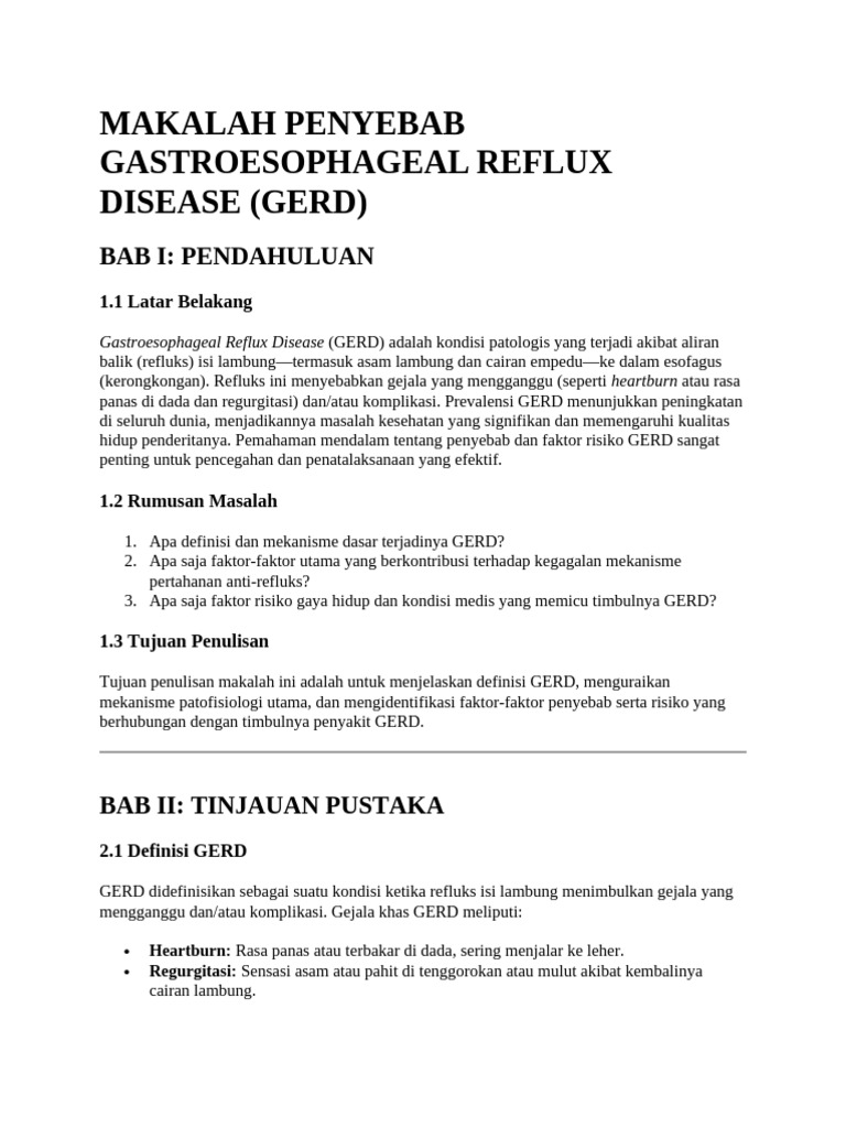 Penyebab Utama GERD dan Faktor Risikonya | PDF