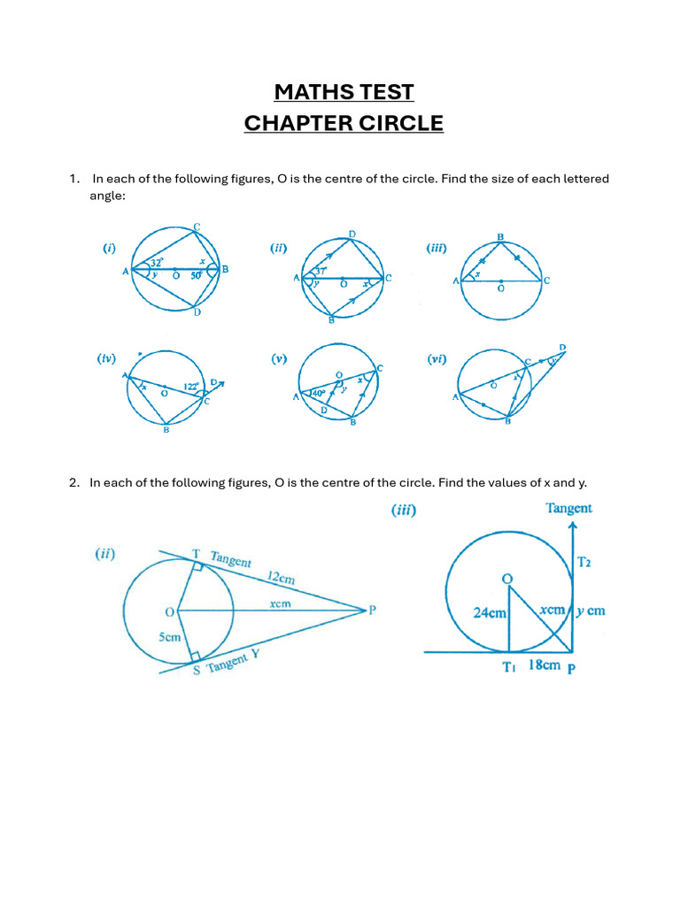 Circle Test Class 8 Icse | PDF