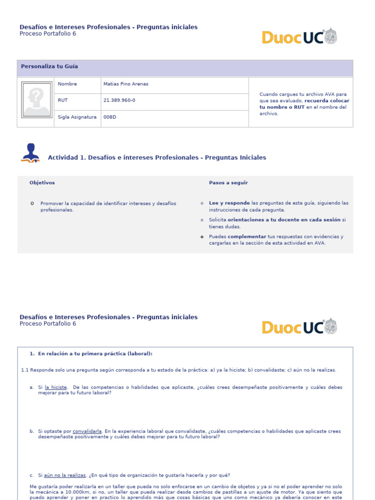 Identificación de Intereses Profesionales | PDF