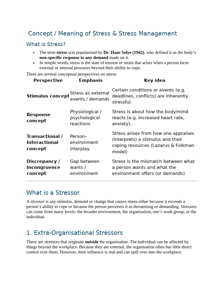 Understanding Stress and Management Techniques | PDF | Stress (Biology ...
