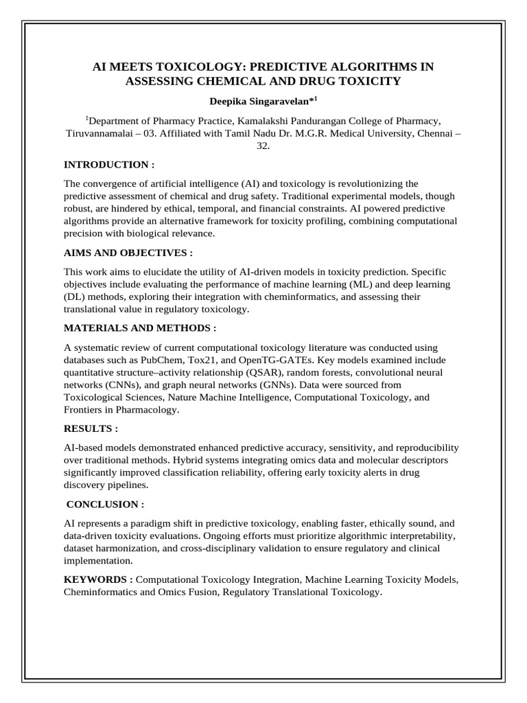 Ai Meets Toxicology | PDF