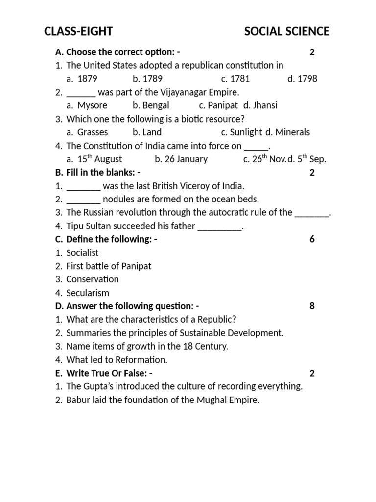 Class 8 Social Science | PDF