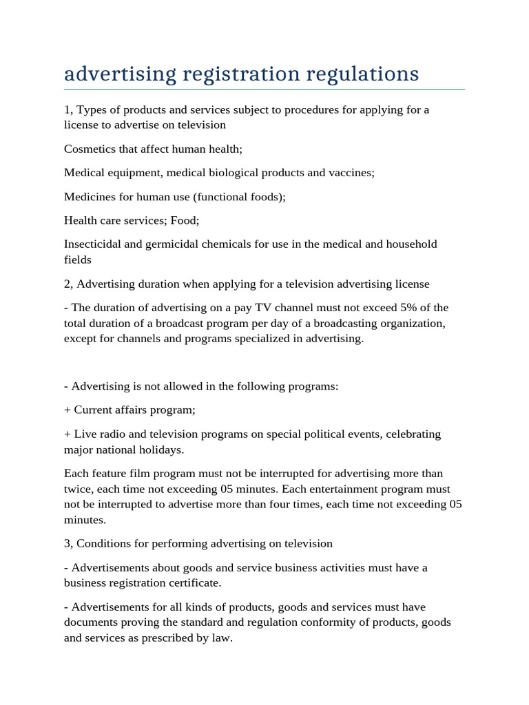 Advertising Registration Regulations | PDF | Agriculture | Pest Control